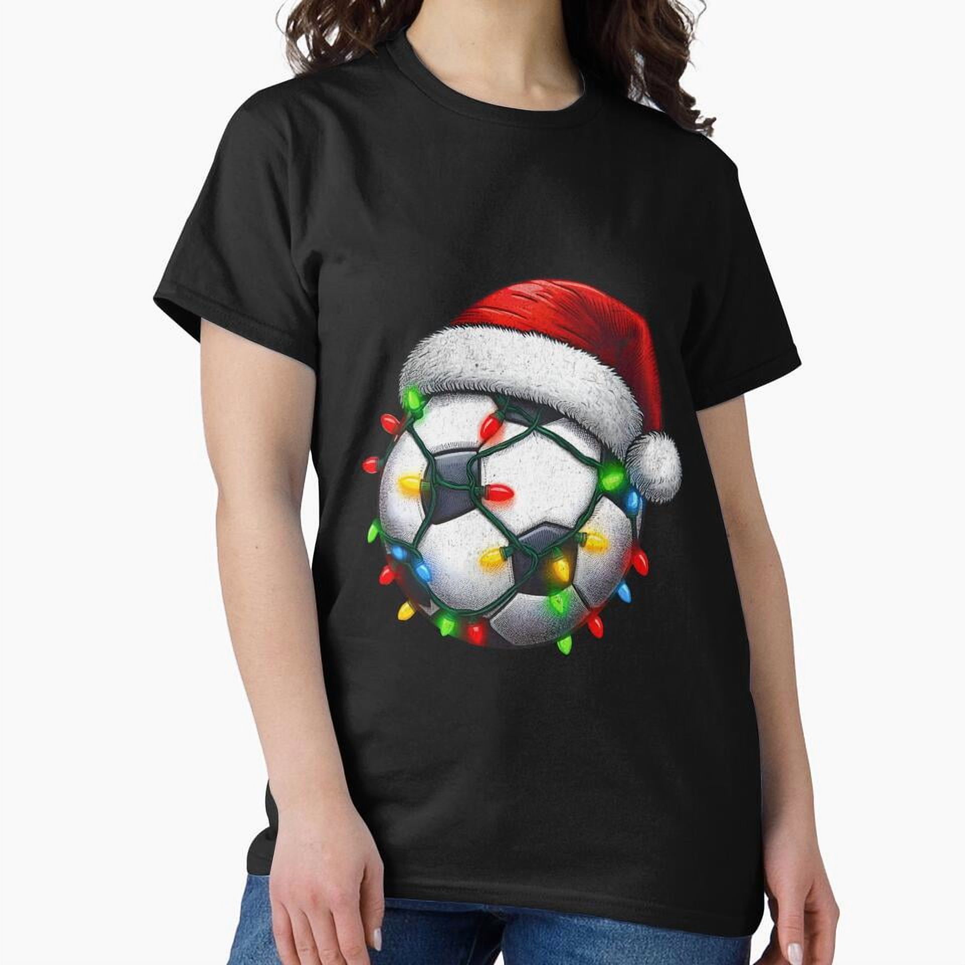 Christmas Football Funny St. Nick Hat Soccer Ball Lights H4273 T-Shirt ...