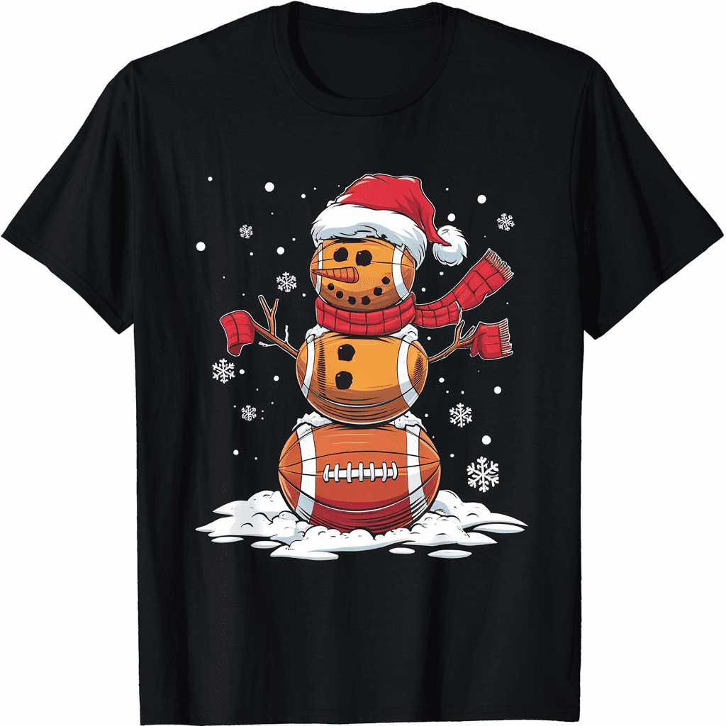 Christmas Football Snowman Football Christmas Women Men Tee - Walmart.com