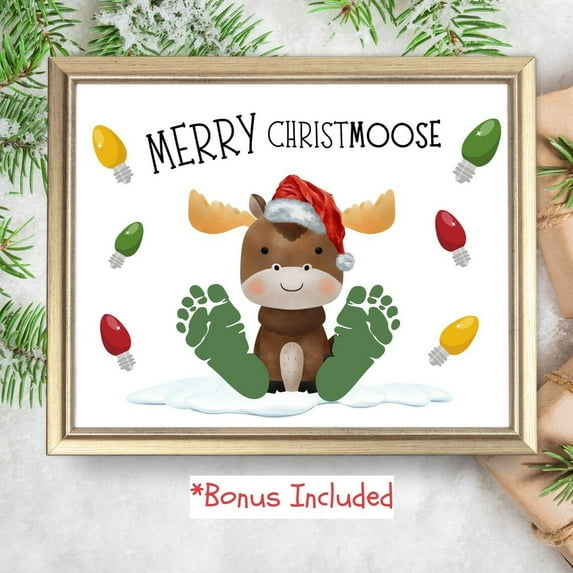 Christmas Footprint Art Craft, Merry ChristMoose Handprint Craft ...