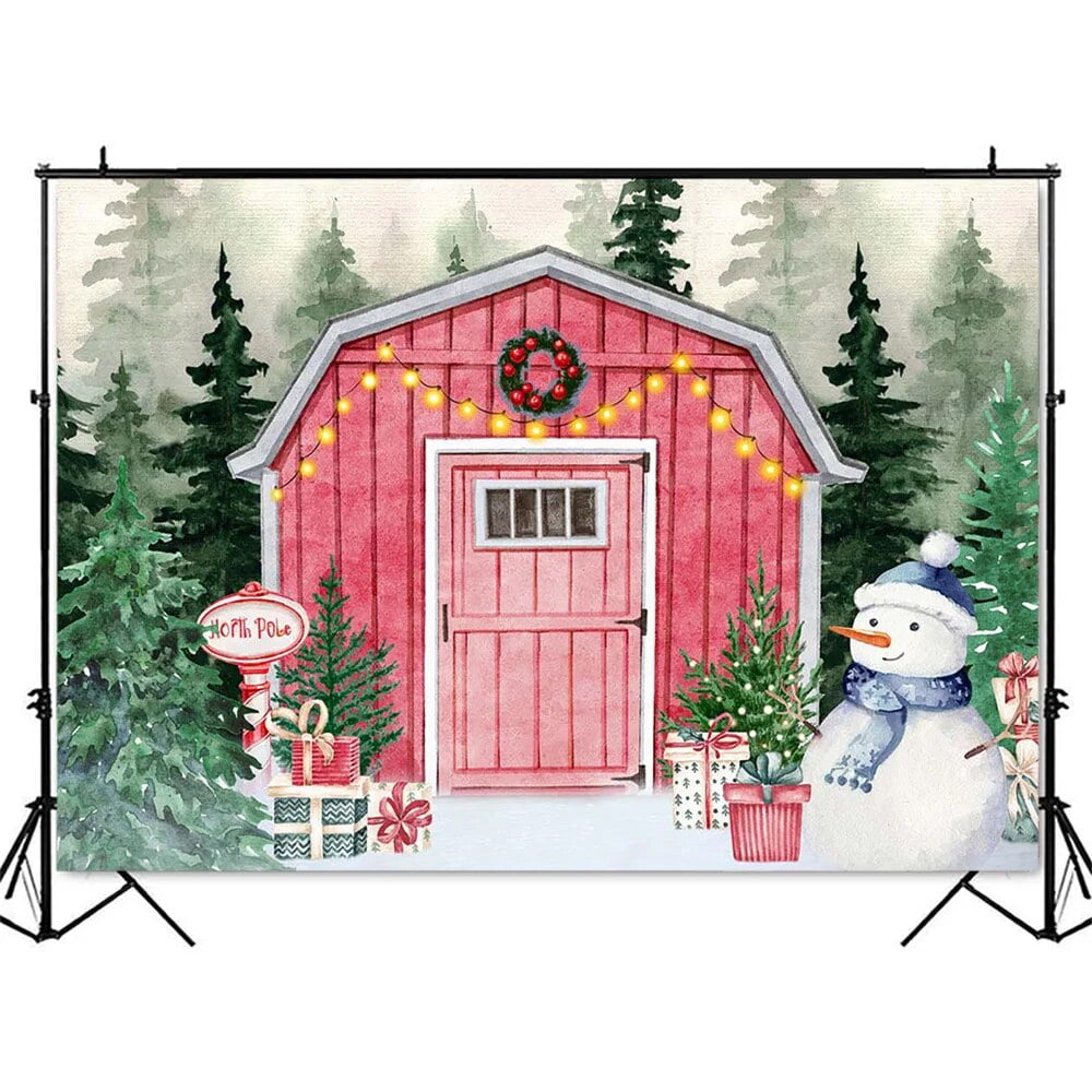 Christmas Forest House Backdrop for Photography Winter Snowflake Pine ...