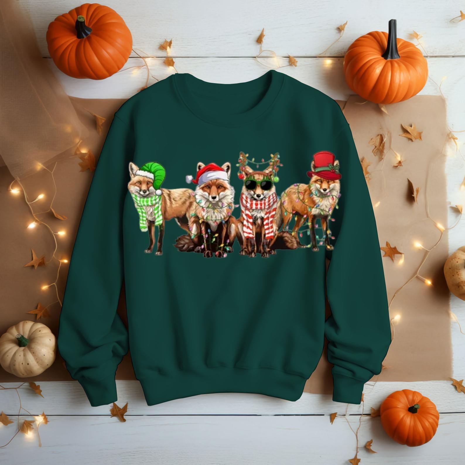 Christmas Fox Graphic Sweatshirt, Cute Animal Fox Family T-shirt ...