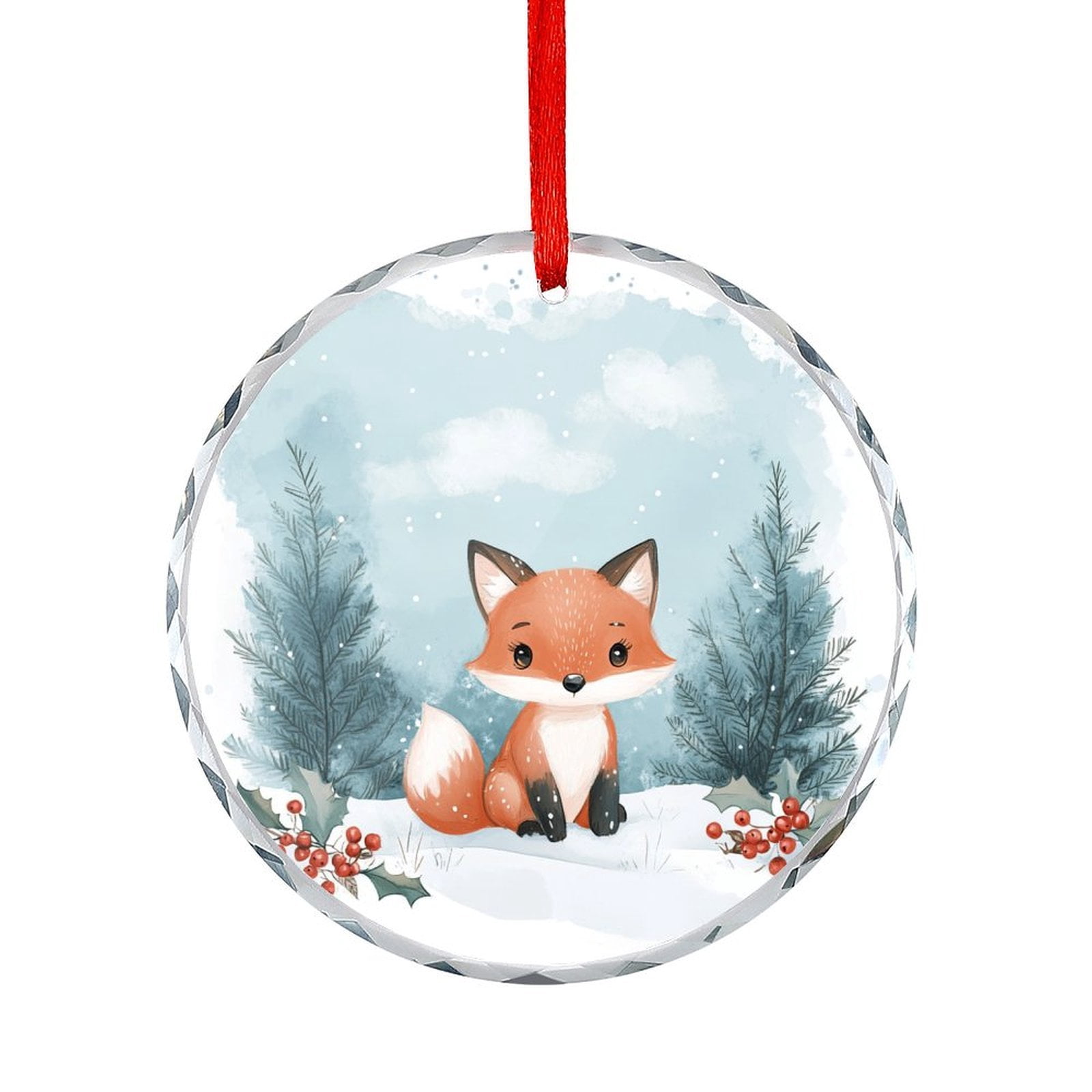 Christmas Fox Snowy Woods Xmas Ornament Farmhouse Winter Forest Animals ...