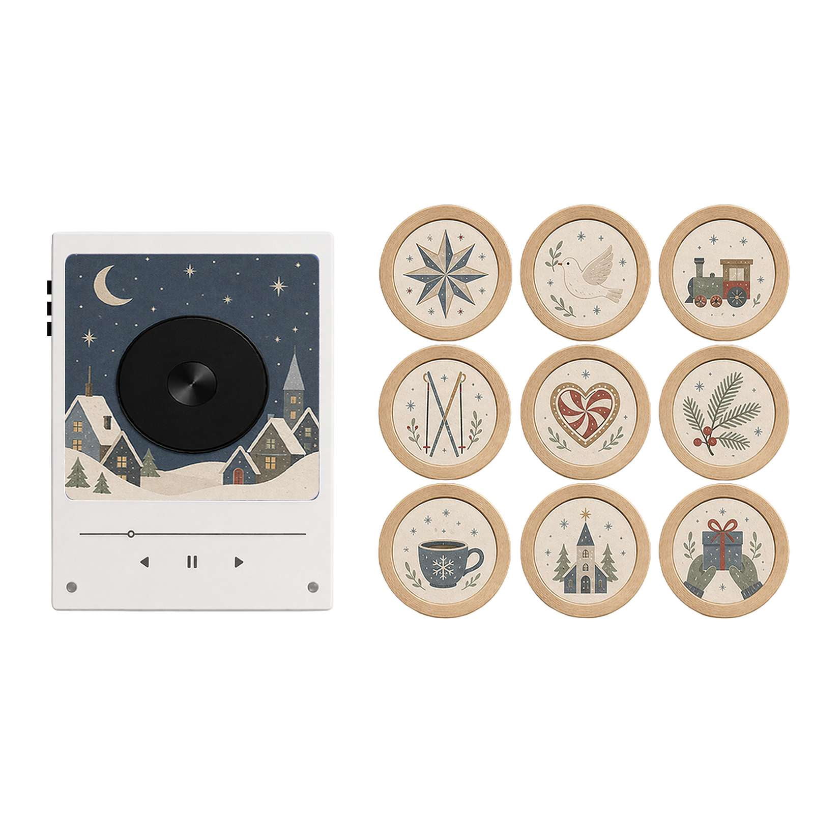 Christmas Fridge Magnet Music Player with 9 Vinyl-Style Discs, USB-C ...