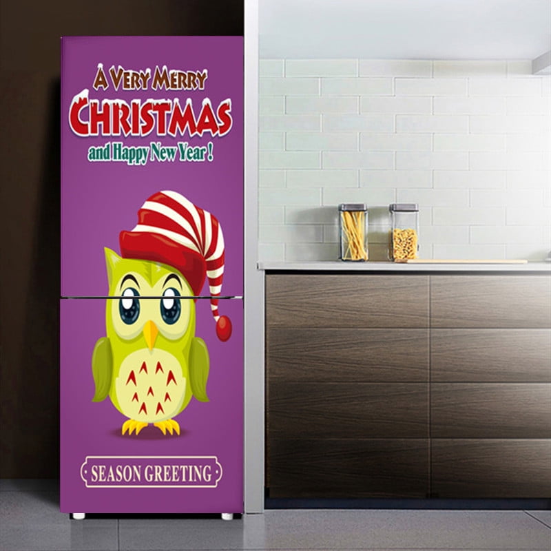 Christmas Fridge Sticker Vinyl Self Adhesive Refrigerator Wallpaper ...