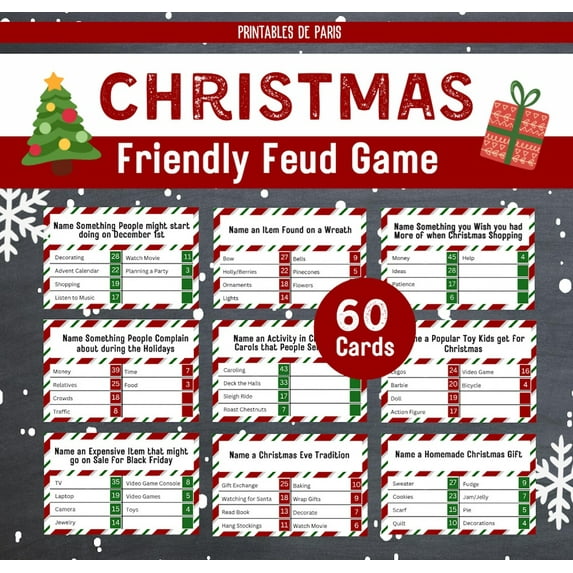 Christmas Friendly Feud Game, Holiday Party Trivia for Family and ...