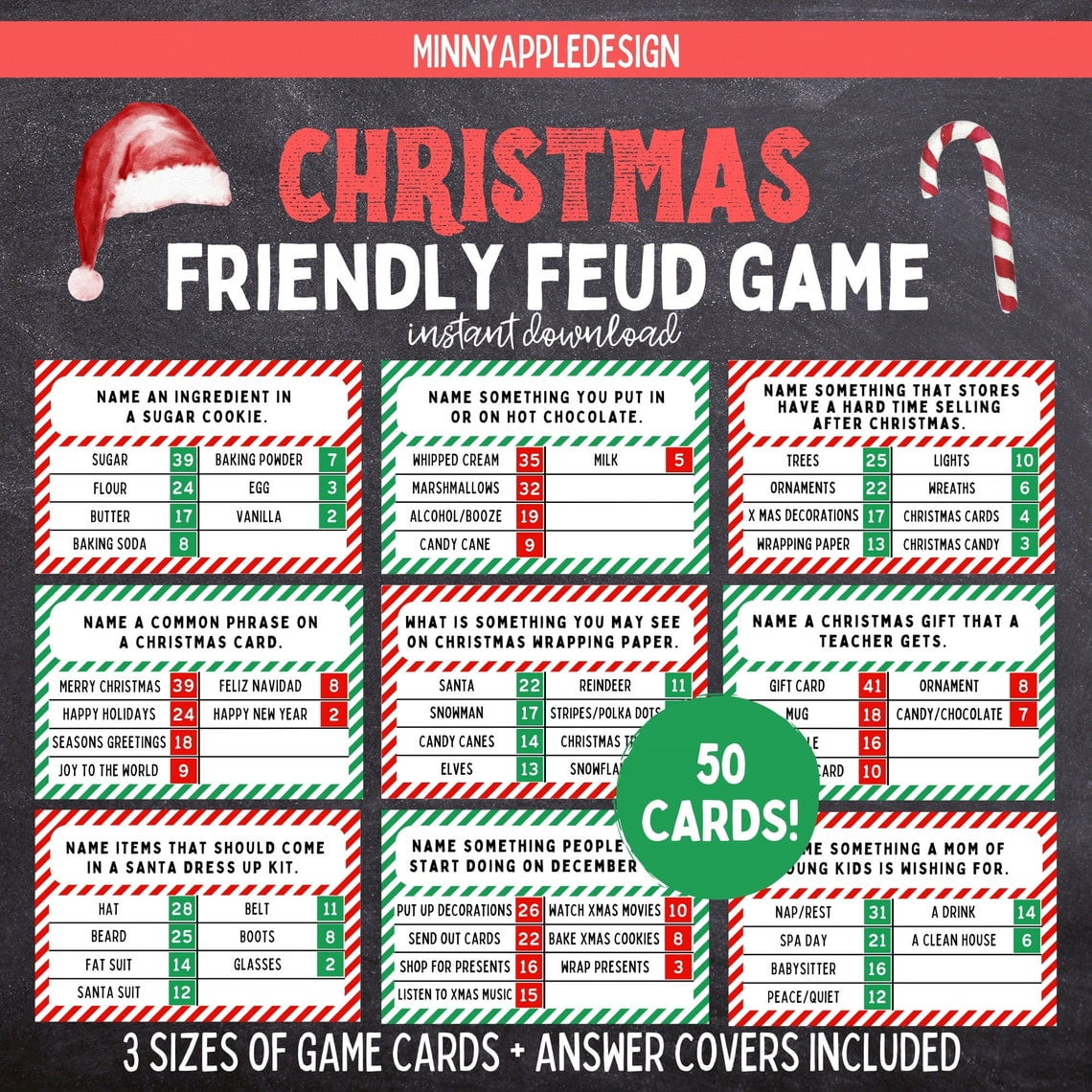 Christmas Friendly Feud Game, Printable Christmas Game, Christmas Party ...