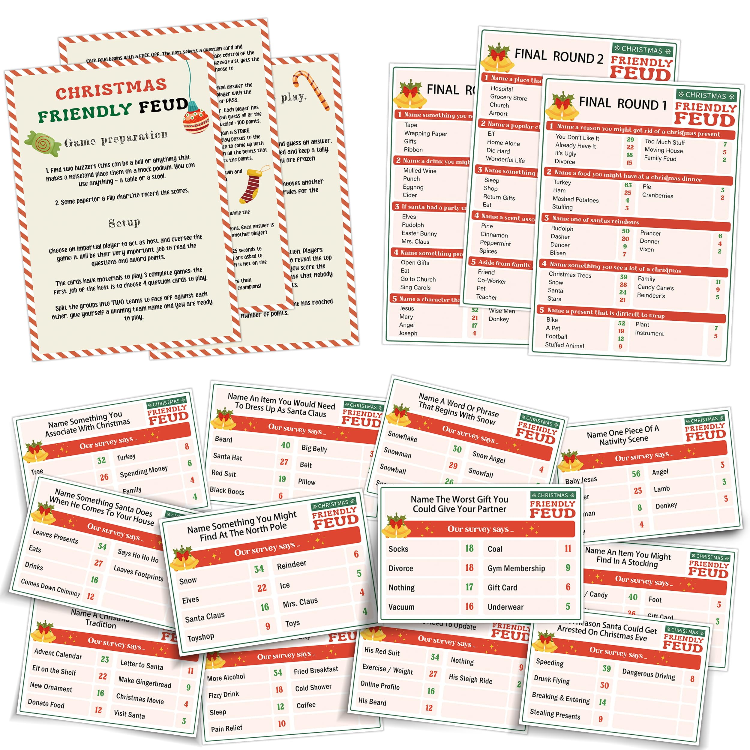 Christmas Friendly Feud Game - The Hilarious Party Game of Guessing Top ...