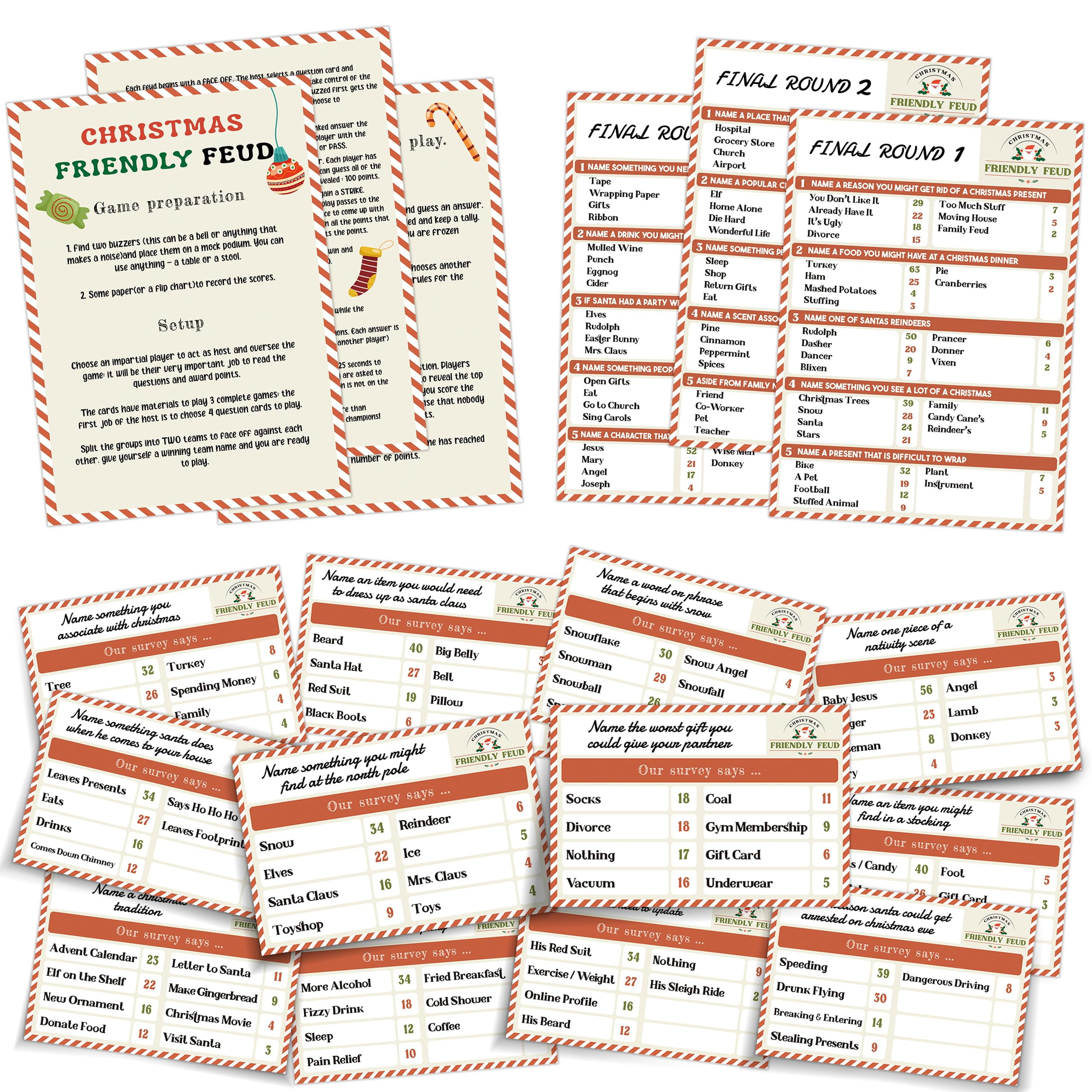 Christmas Friendly Feud Game - The Hilarious Party Game of Guessing Top ...