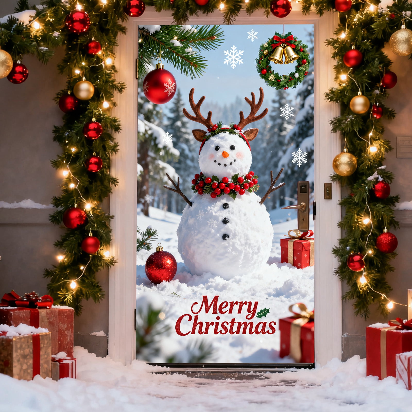 Christmas Front Door Cover, 36 * 80''Christmas Door Cover Cloth, 2025 ...