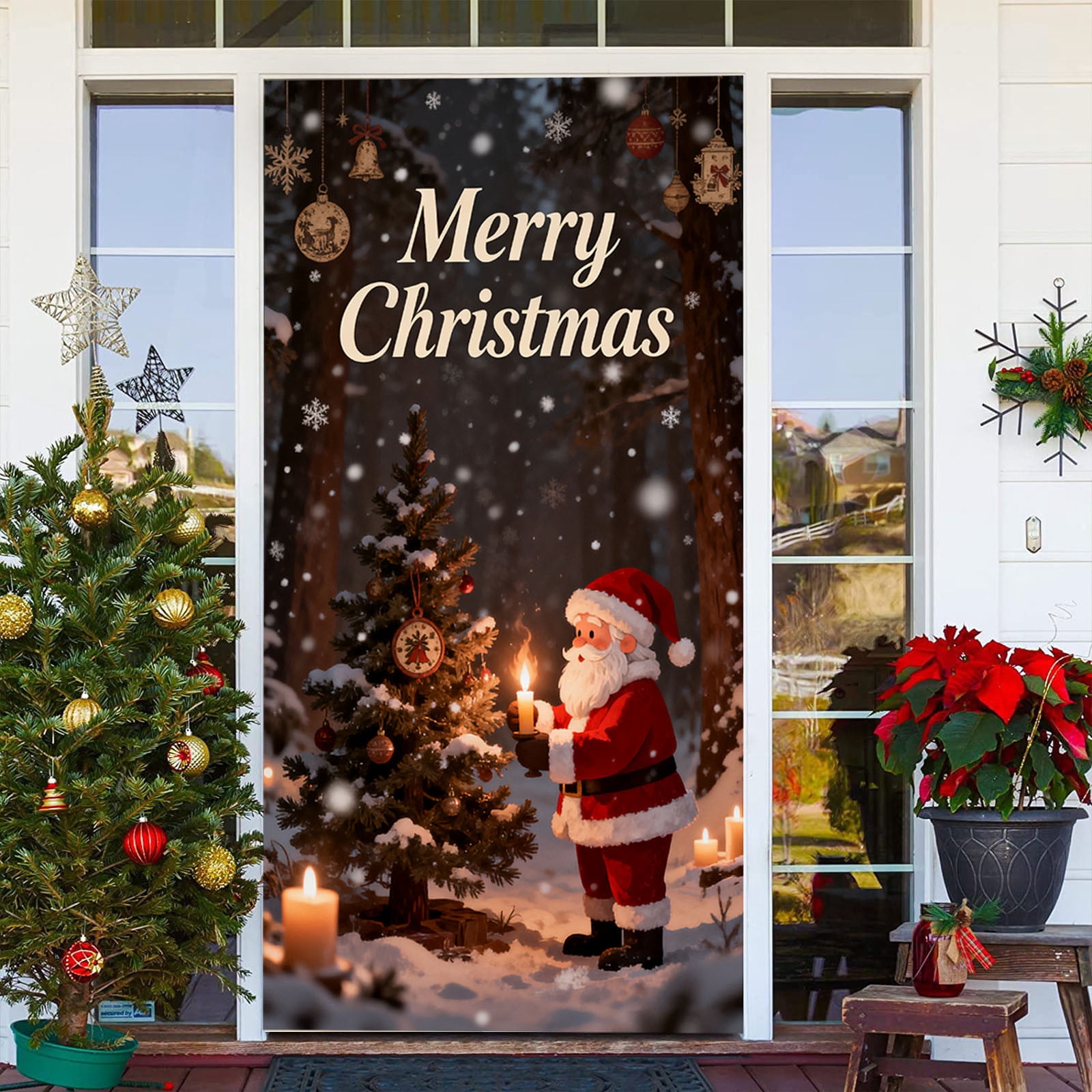 Christmas Front Door Cover, 36 * 80''Christmas Door Cover Cloth, 2028 ...