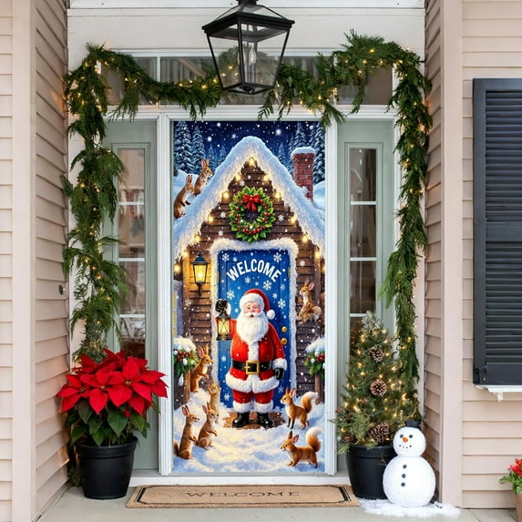 Christmas Front Door Cover Decorations 35x71'' Christmas Door Cover ...