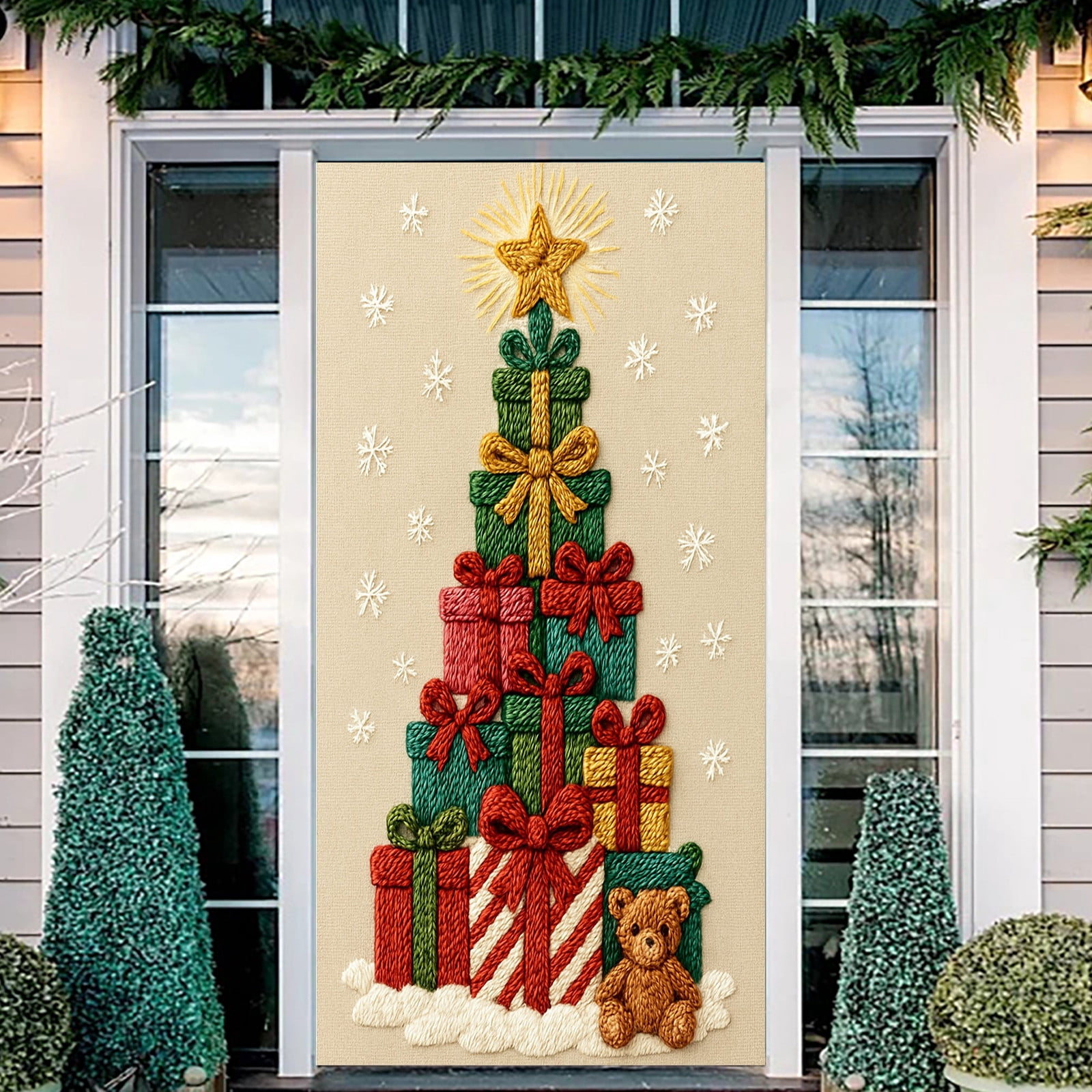 Christmas Front Door Cover,Door Christmas Cover,Christmas Decorations ...