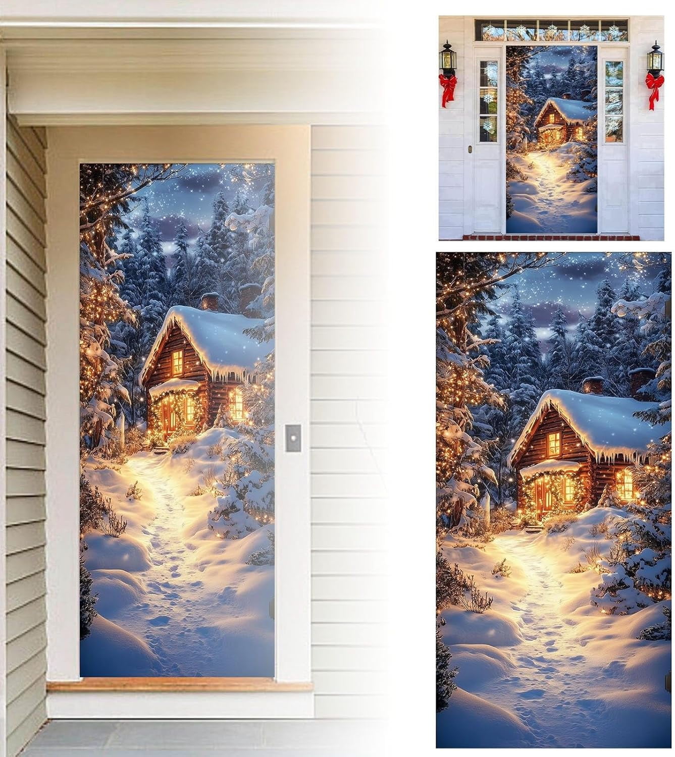 Christmas Front Door Cover Elastic, 36 * 80'' Door Decorations for ...