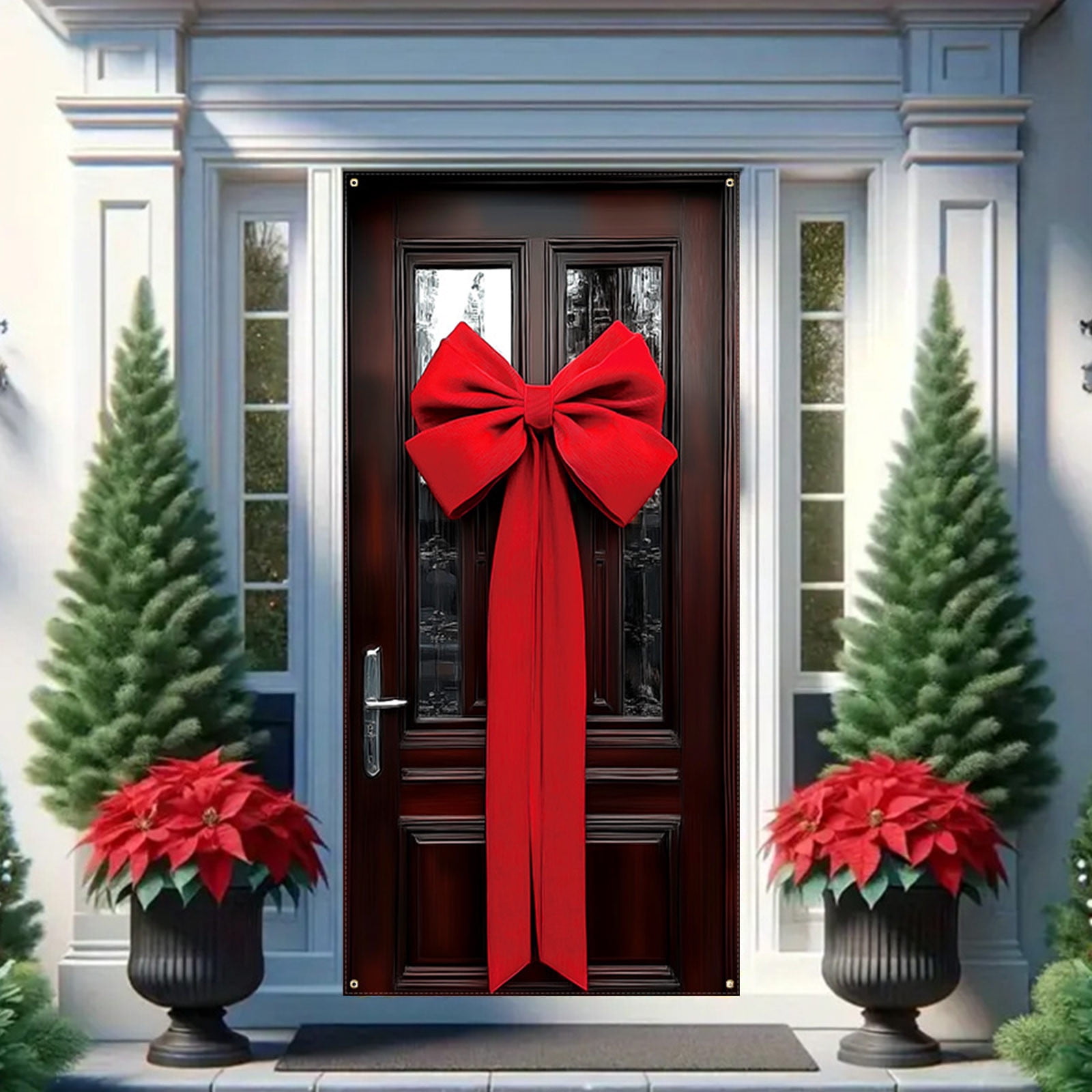 Christmas Front Door Decoration Hanging Cloth Christmas Door Cover Photo Backdrop Holiday ...