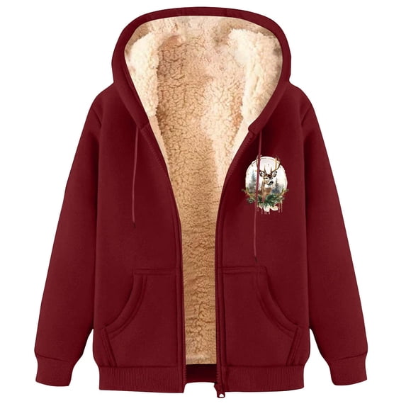 Christmas Full Zip Up Hoodies For Mens Winter Fleece Sherpa Lined ...
