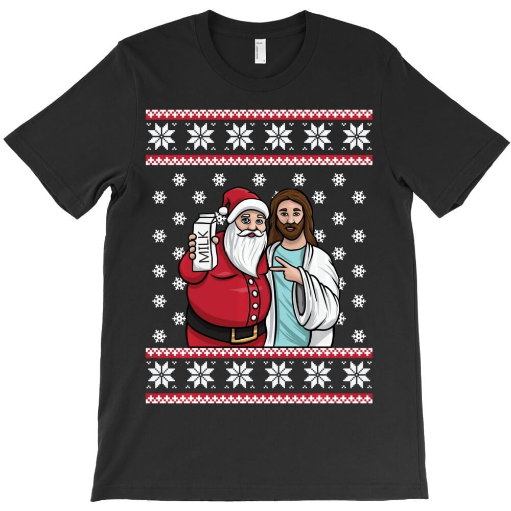 Christmas Fun St. Nick And Jesus Funny Jingle Bros Milk Funny Holiday ...