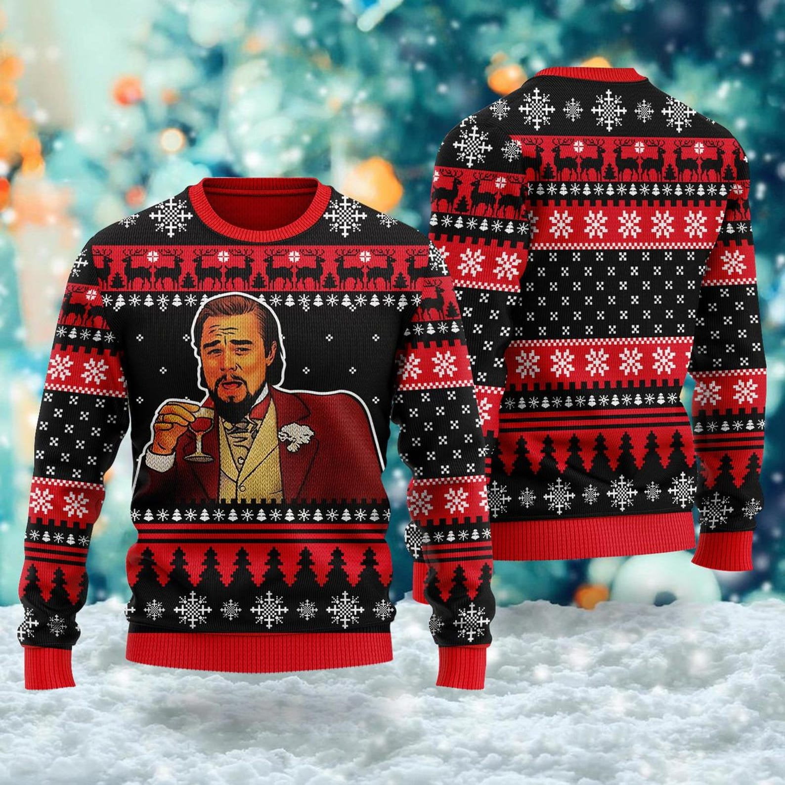 Christmas Funny Leo Meme Ugly Sweater, Deonardo Dicaprio Sweater, Funny ...