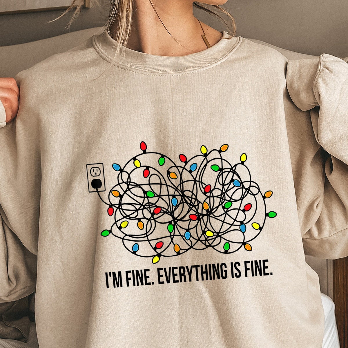 Christmas Funny Sweater, I'm Fine Its Fine Everything Is Fine Christmas ...
