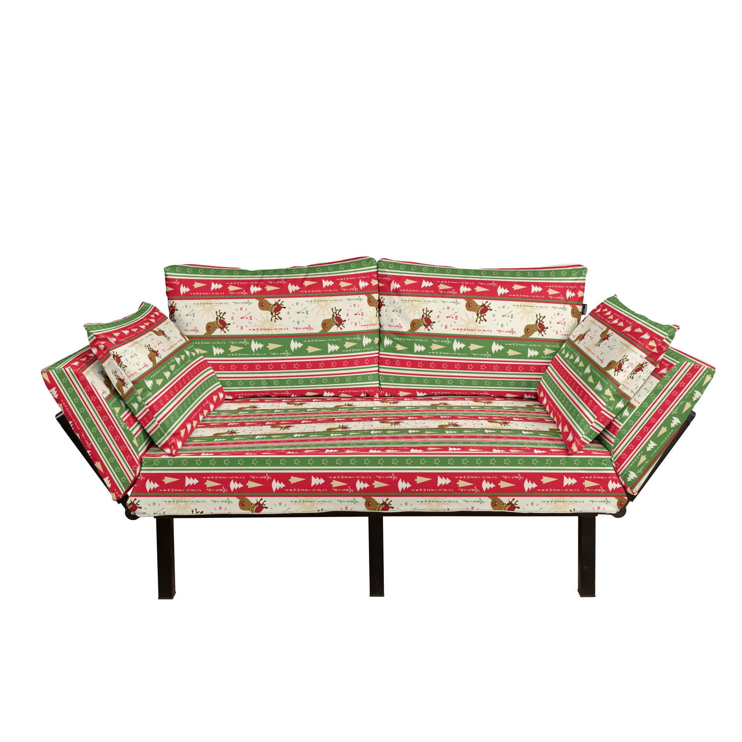 Christmas Futon Couch, Chinese Style Lettering Merry Christmas Deer ...