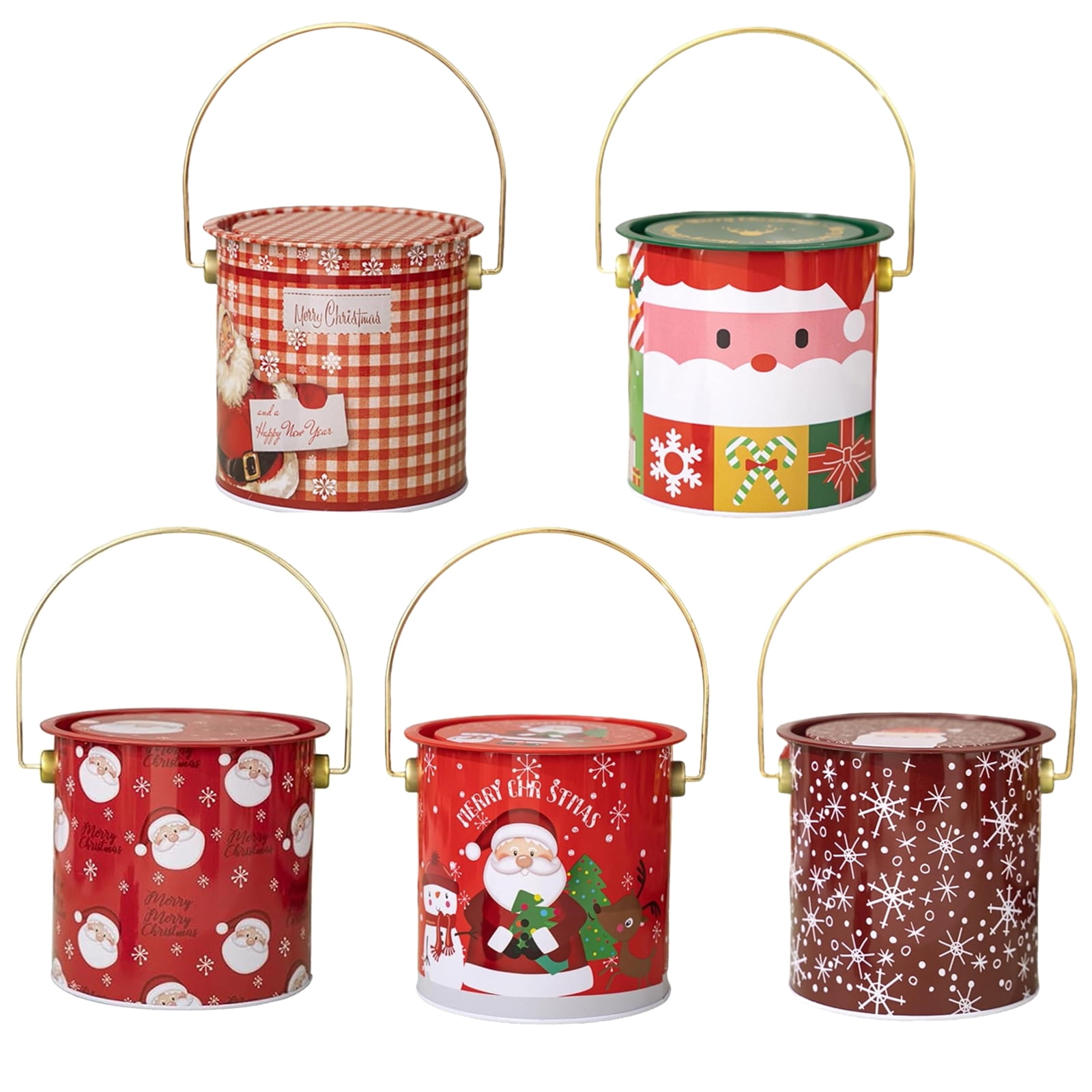 Christmas Galvanized Metal Bucket with Handle, 8 Inch Santa Decorative ...