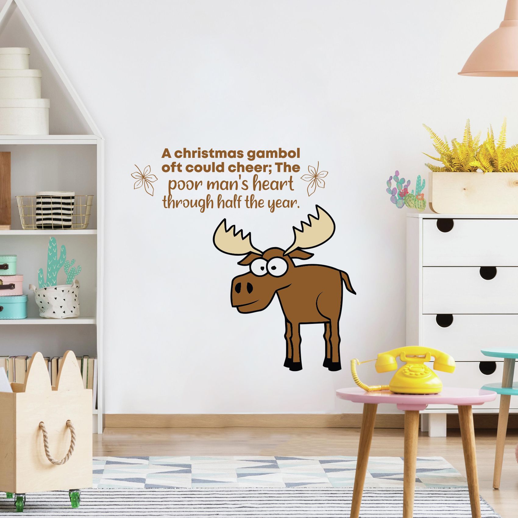 Christmas Gambol Reindeer Life Quote Cartoon Quotes Decors Wall Sticker ...
