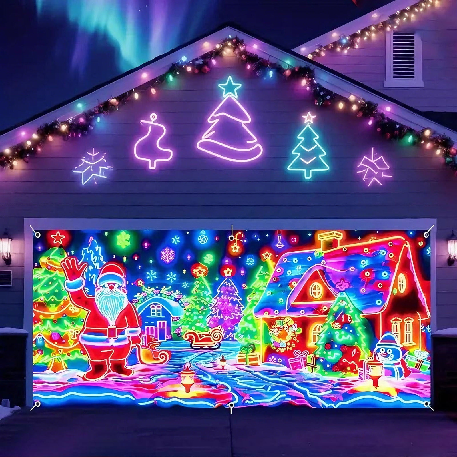 Christmas Garage Door Banner Background Cloth Decoration Weather ...