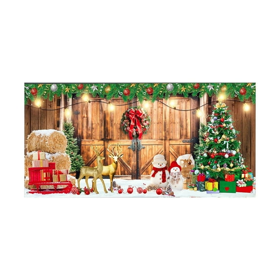 Christmas Garage Door Banner Large Classic Christmas Tree Reindeer ...