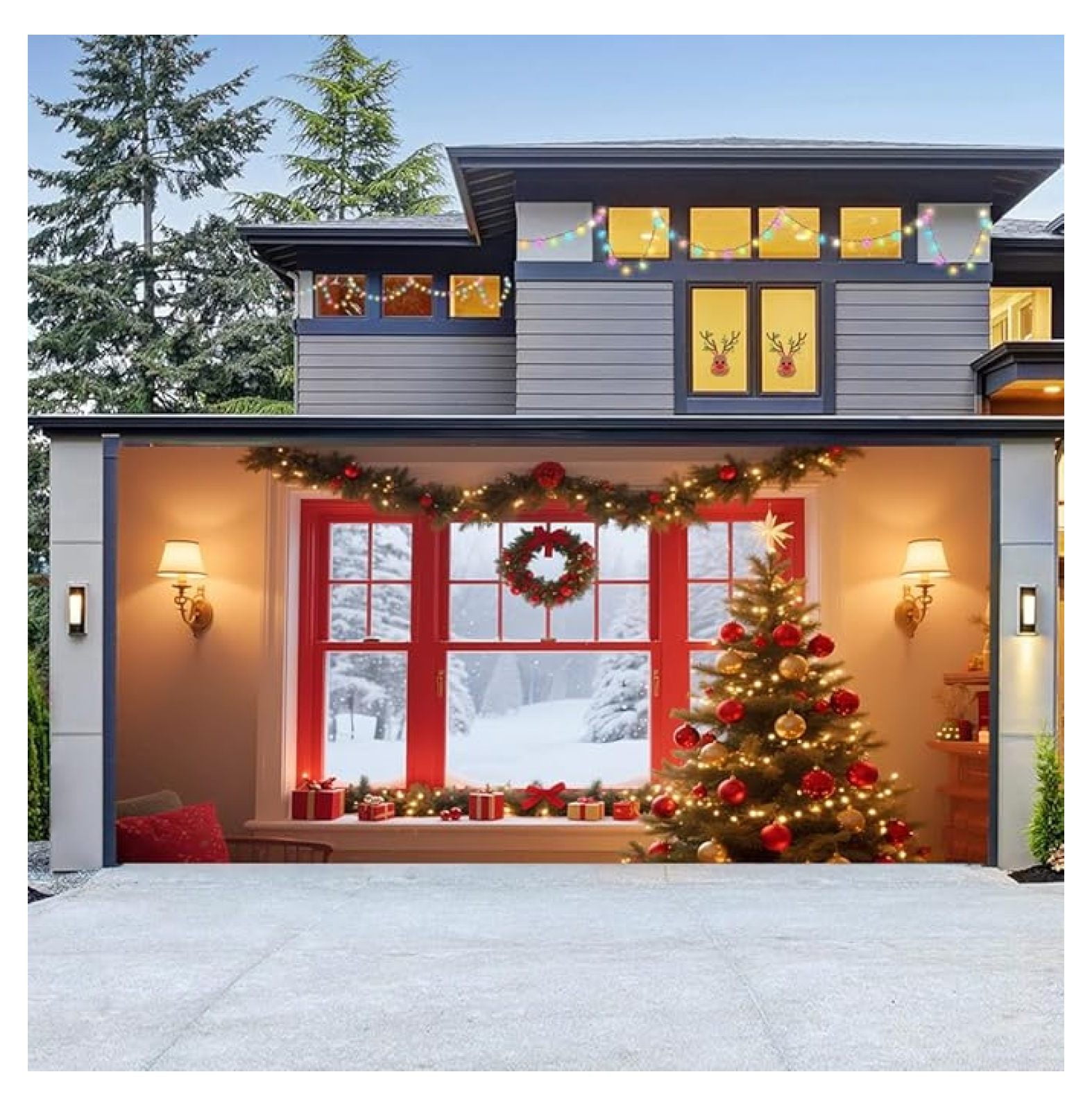 Christmas Garage Door Cover Decorations Outdoor Large Snowman Garage ...
