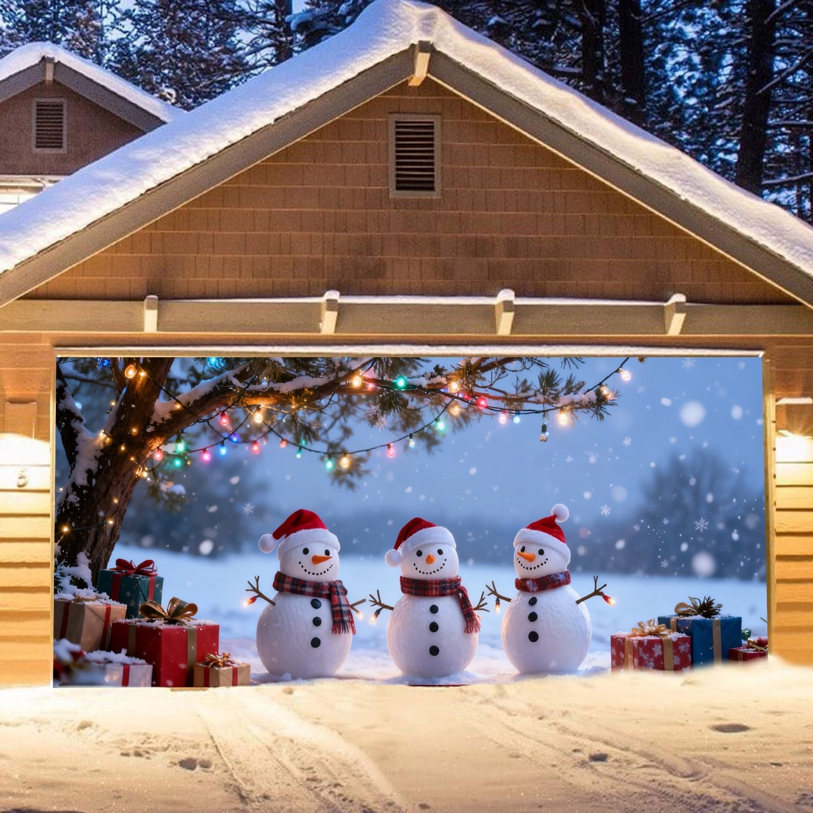 Christmas Garage Door Cover, with Hooks & Rope, Easy for Quick ...