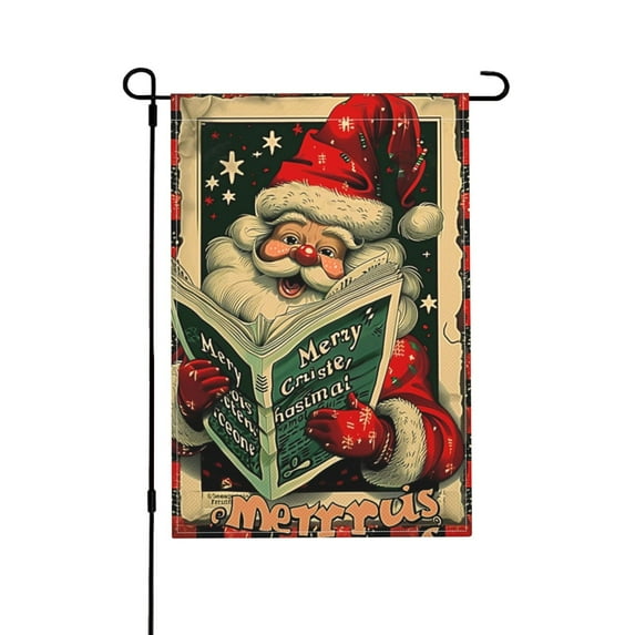 Christmas Garden Flag 12.5 x 18 Inch small Double Sided Santa Claus ...