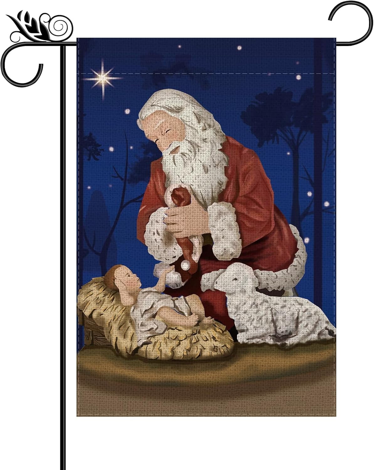 Christmas Garden Flag Christ Holy Night Santa Jesus Religious Double ...