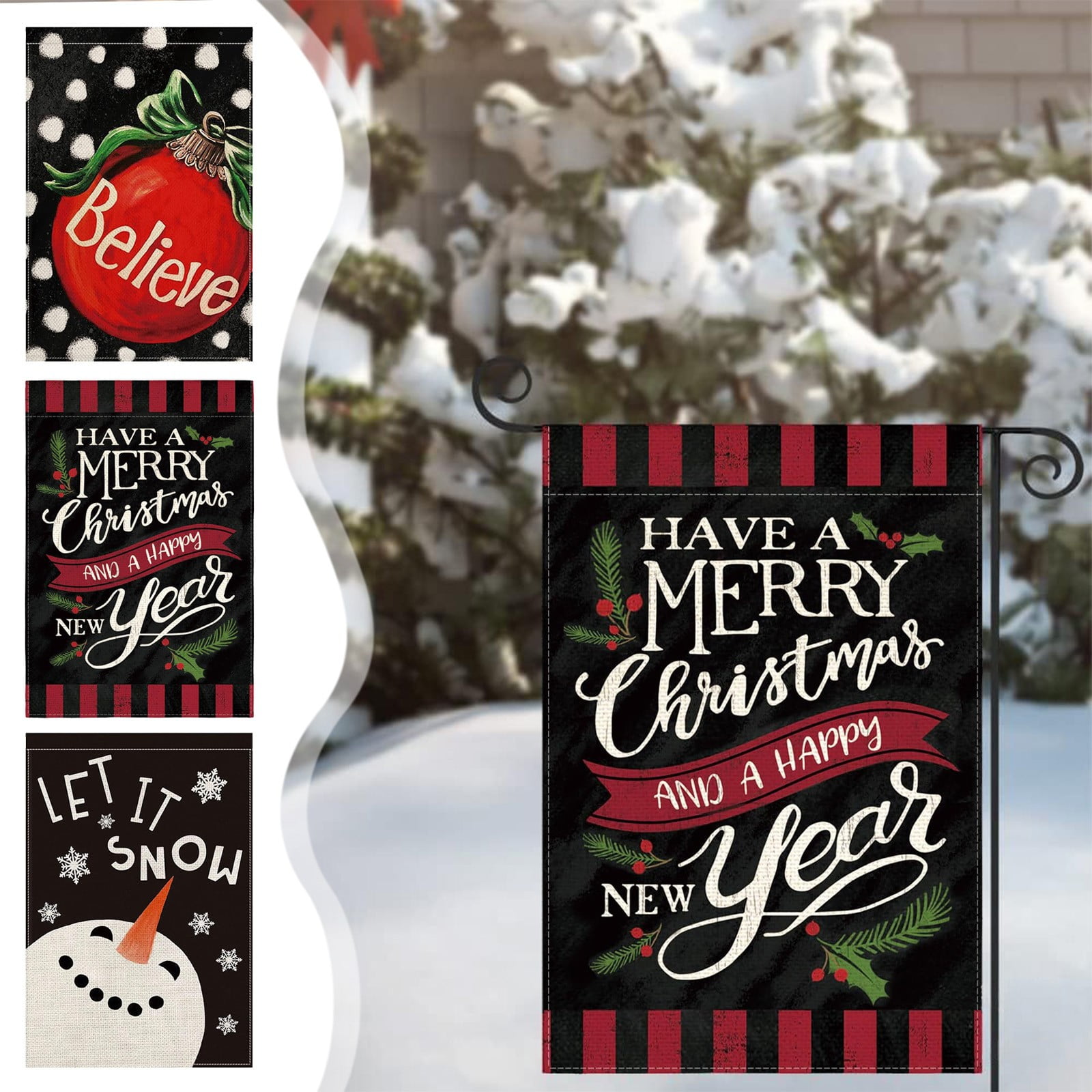 Christmas Garden Flag, Christmas Gift Ball Small Polka Dot Believe ...