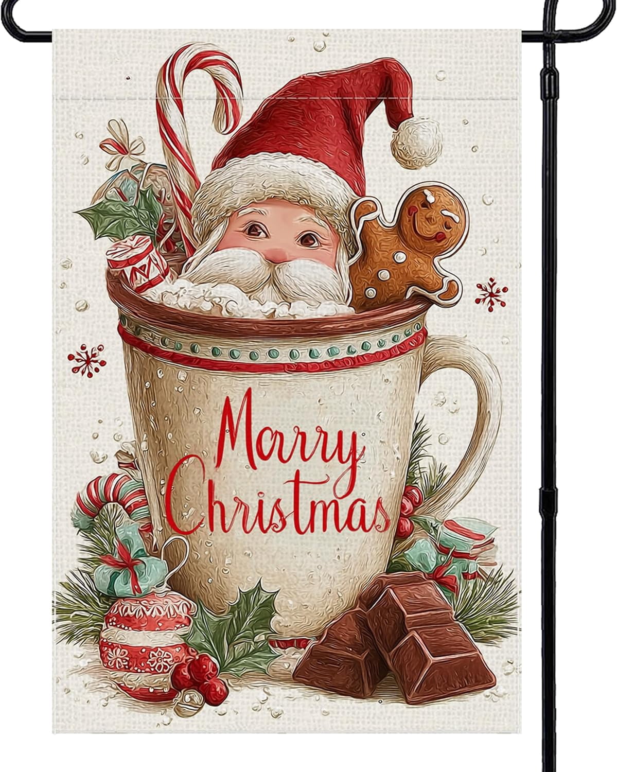 Christmas Garden Flag Santa Claus Welcome Winter Small Outdoor Flag ...