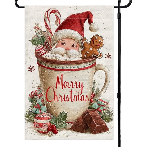 Christmas Garden Flag Santa Claus Welcome Winter Small Outdoor Flag ...