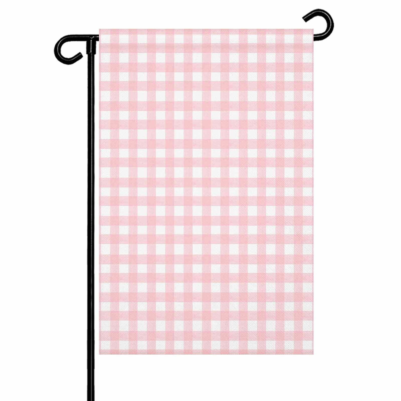 Christmas Garden Flags for Outside Rustic Pink White Buffalo Check ...