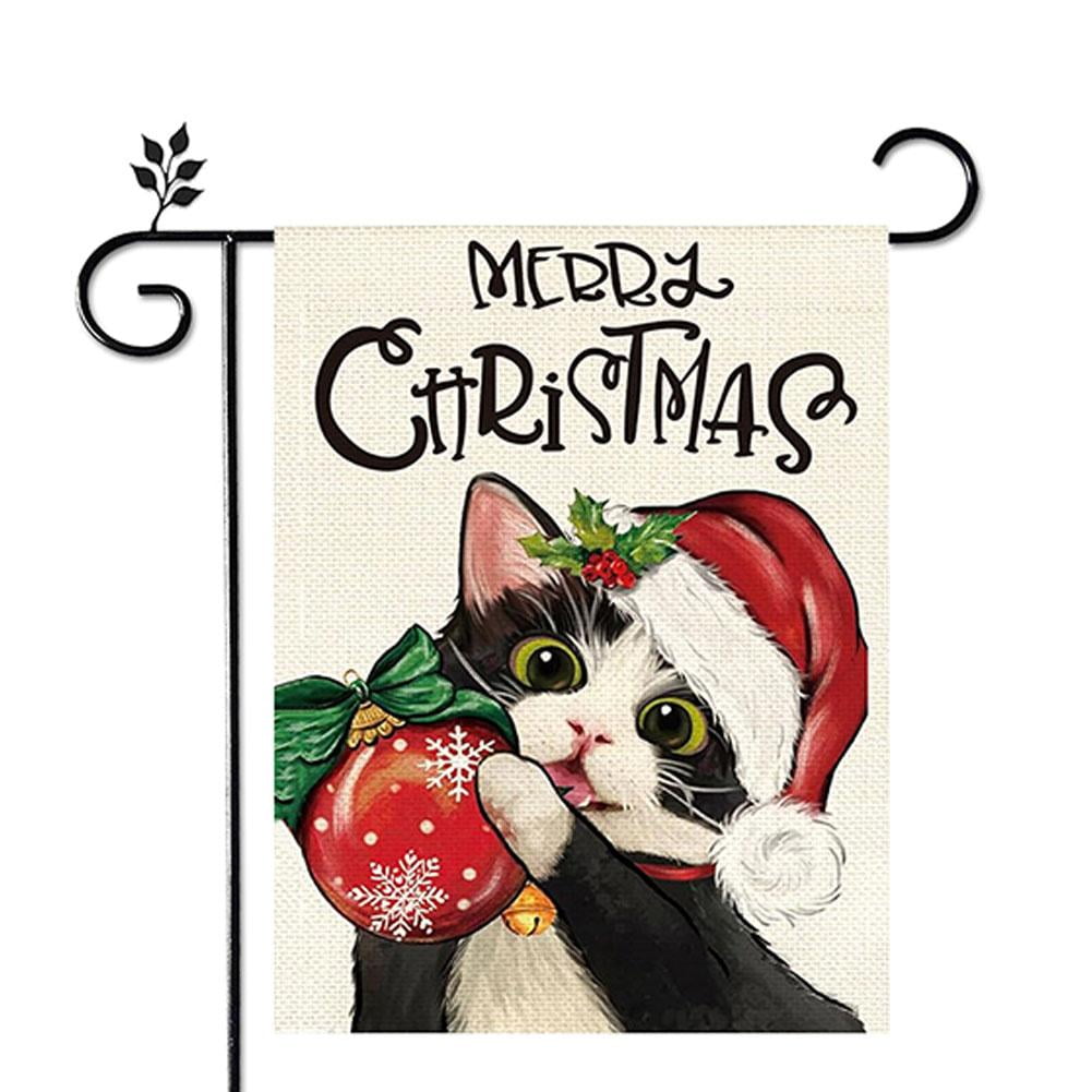 Christmas Garden Garland Flag,118in Double Sided Christmas Elk Snowman ...