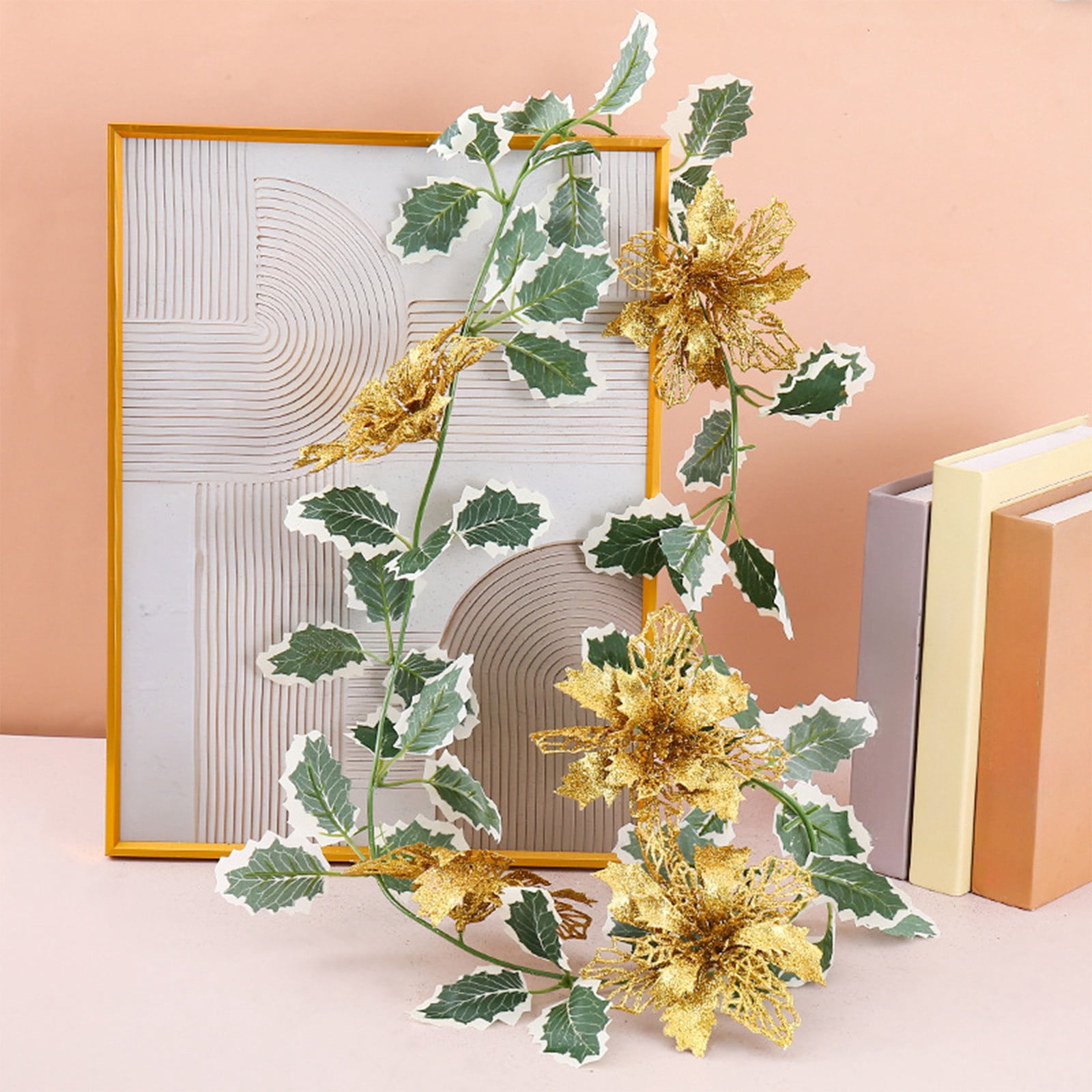 Christmas Garland 1.8m Artificial Rattan Plastic Flexible White Edge ...