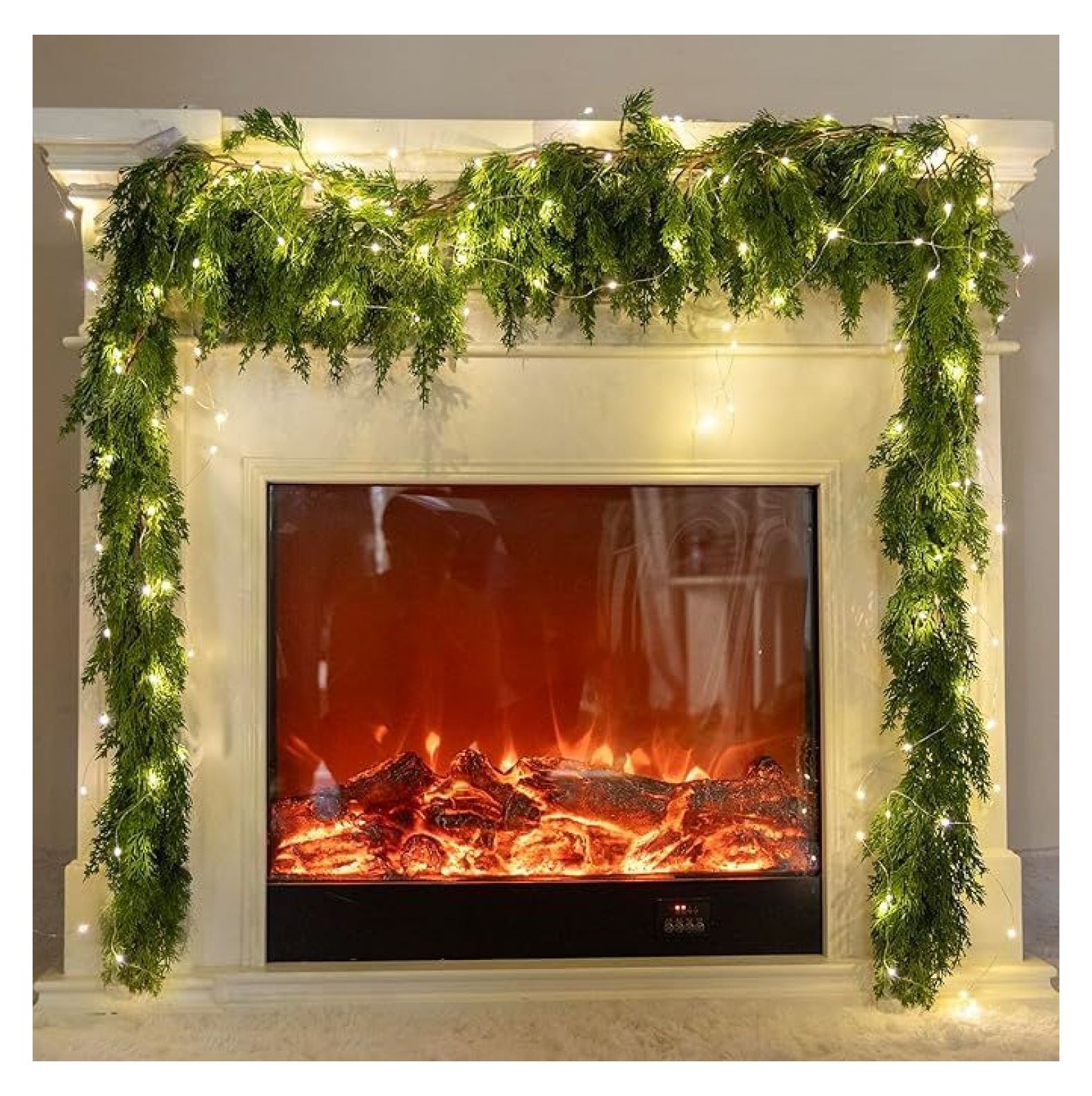 Christmas Garland 6FT Pre-Lit LED Pine Cypress – Holiday Winter Decor ...