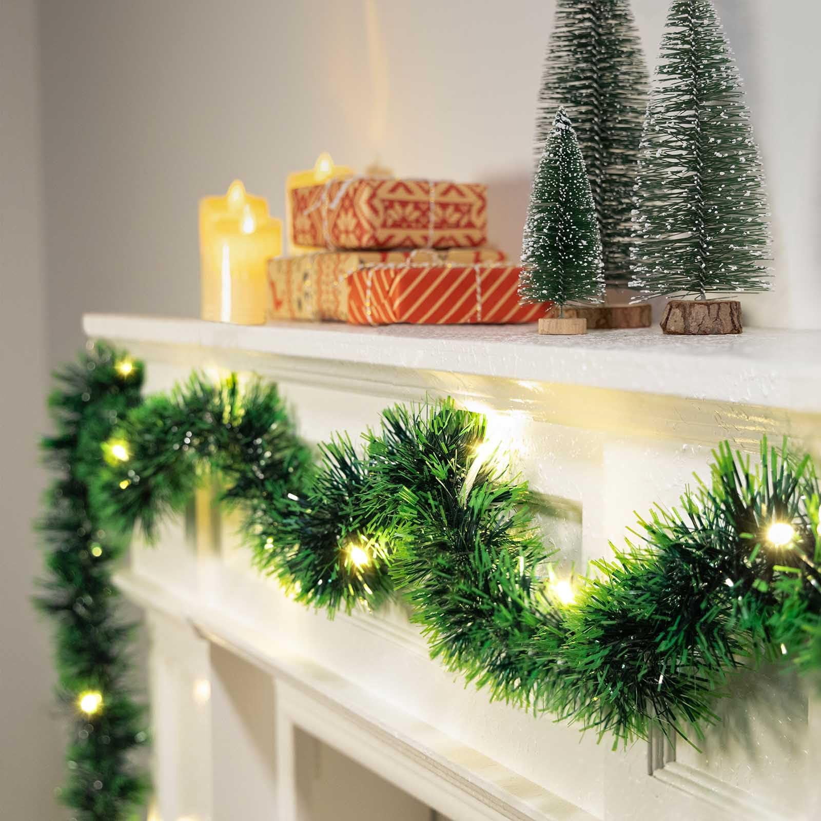 Christmas Garland 9FT Pre-Lit Artificial Christmas Garland, Battery ...