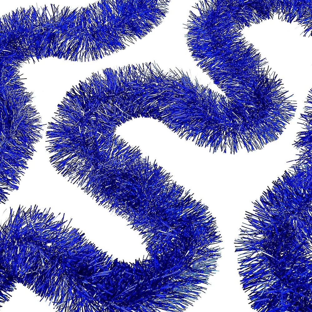 Christmas Garland Blue Tinsel Garland for Christmas Tree Fireplace ...