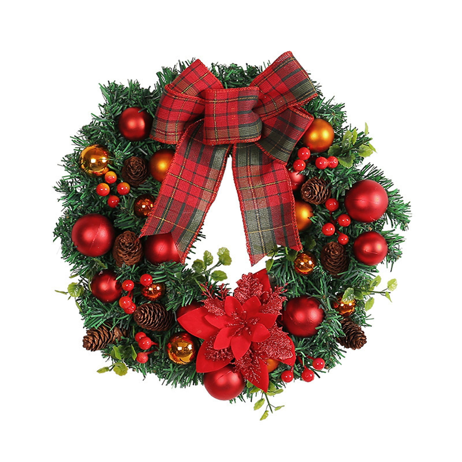 Christmas Garland with Bow, Christmas Wreath for Front Door, Indoor And ...