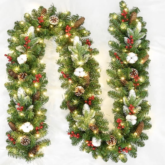 Christmas Garland,Christmas Garland with Lights,Outdoor Christmas ...