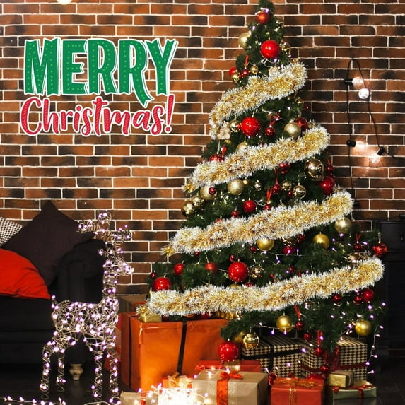 Christmas Garland Decoration, 6.5ft Gold PVC Tinsel Rope for Tree ...