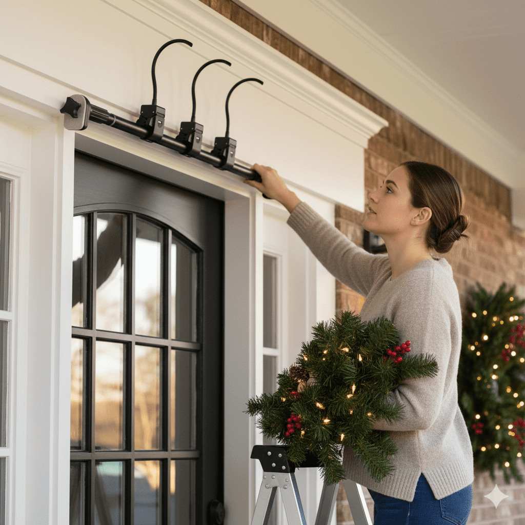 Christmas Garland Hanger for Front Door, Adjustable Wreath Holder No ...