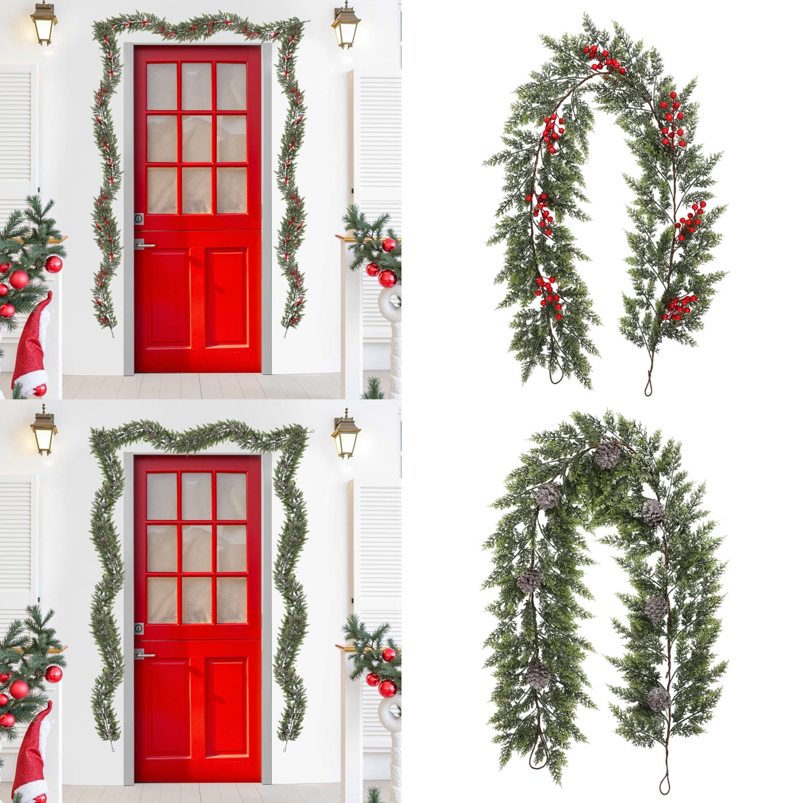 Christmas Garland Holiday Door Hanging Decor 70.87x1.97x1.97in,Flexible ...
