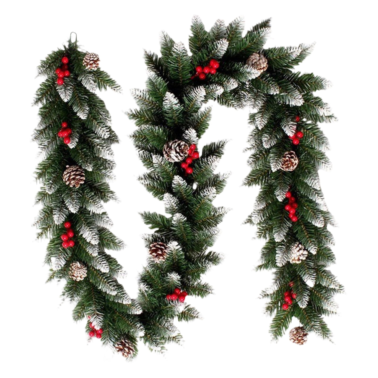 Christmas Garland with Lights 9 feet Artificial Snowy Christmas Garland ...