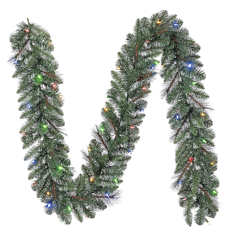 Christmas Garland with Lights, 9FT Pre-Lit Artificial Christmas Garland ...
