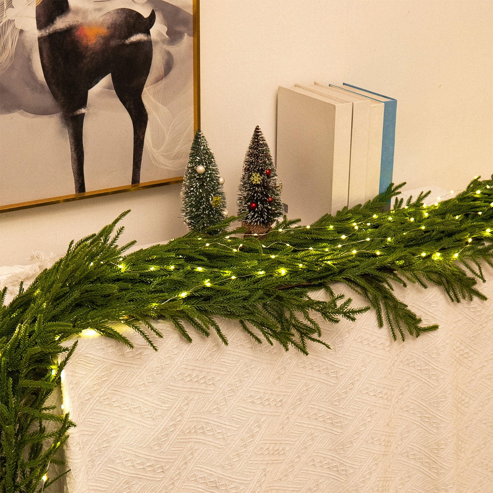 Christmas Garland with Lights 5.91Ft Artificial Pine Cypress Garlands ...