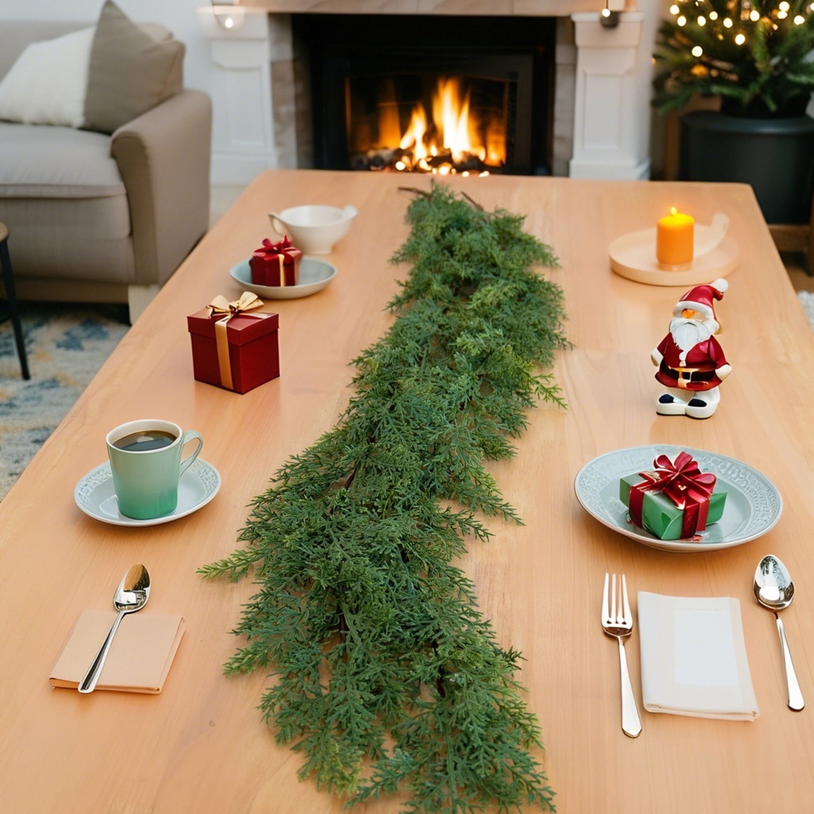 Christmas Garland for Tree Simulation Green Plant 1.5 Meters Timothy Grass Canes Artificial ...