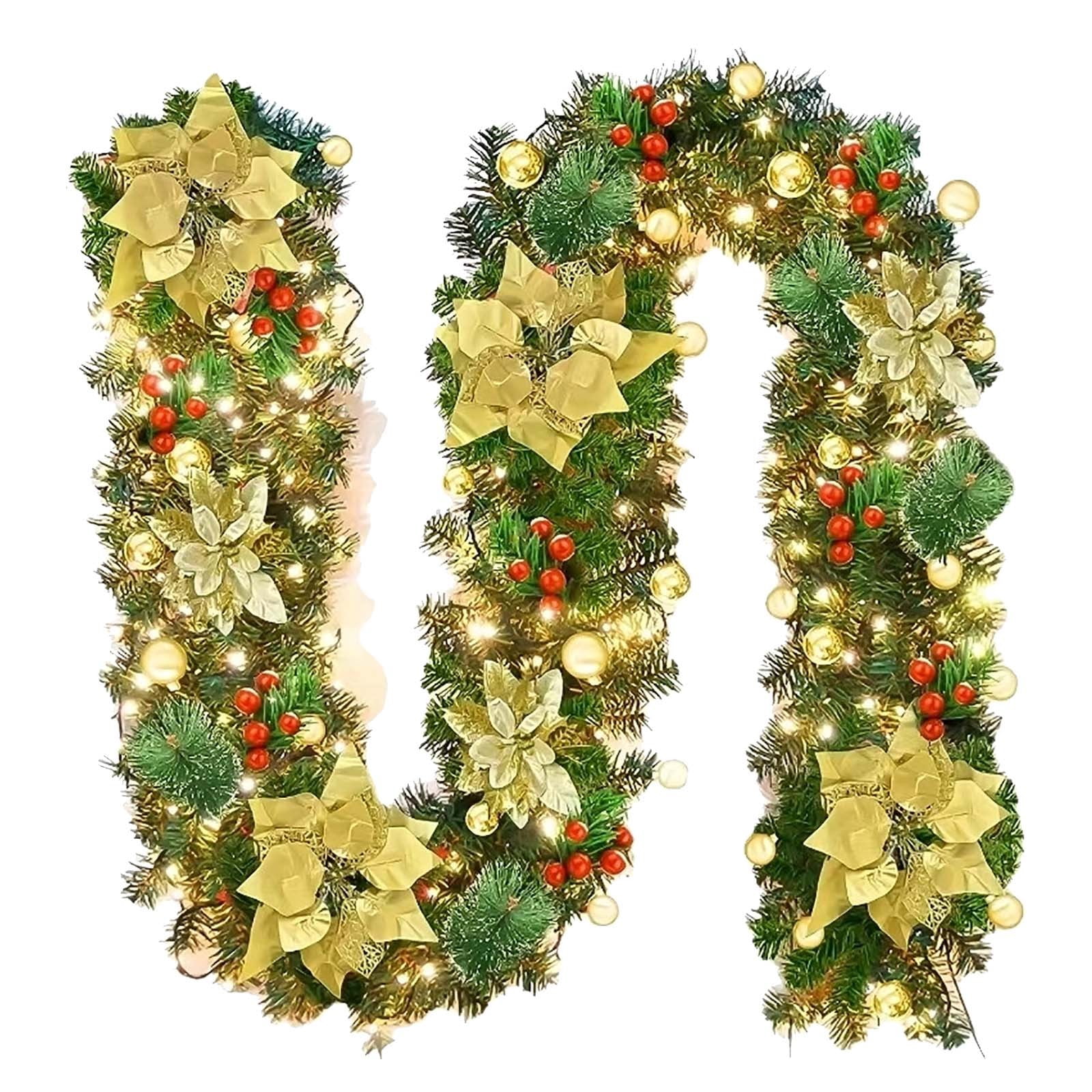 Christmas Garland with Holiday Decoration Stairs Wall Mantle Door ...